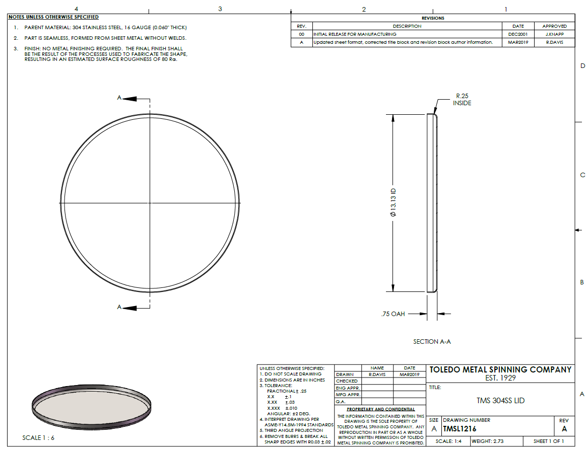 Flat Lids | Toledo Metal Spinning
